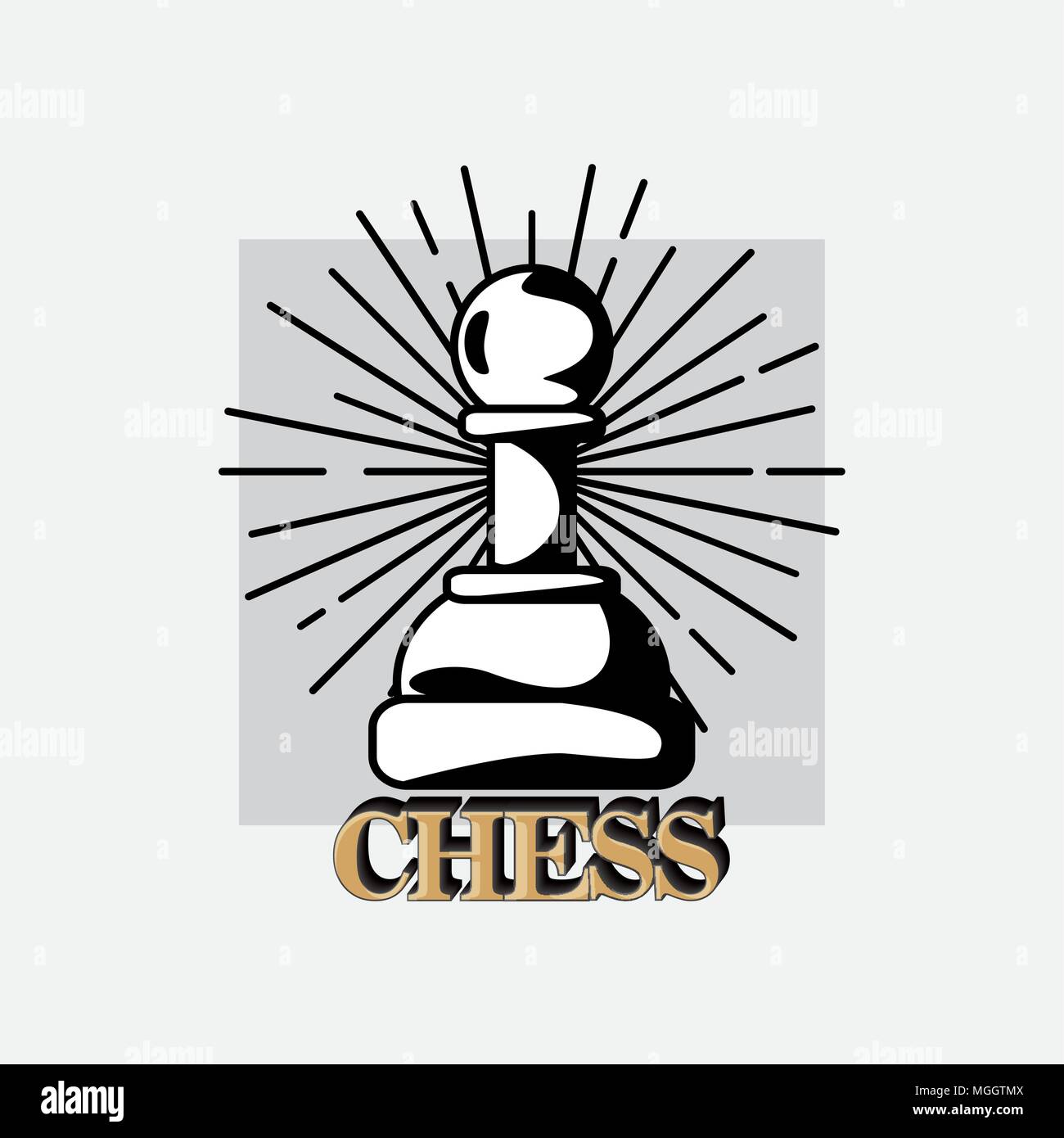 chess design with pawn piece over white background, black and white ...
