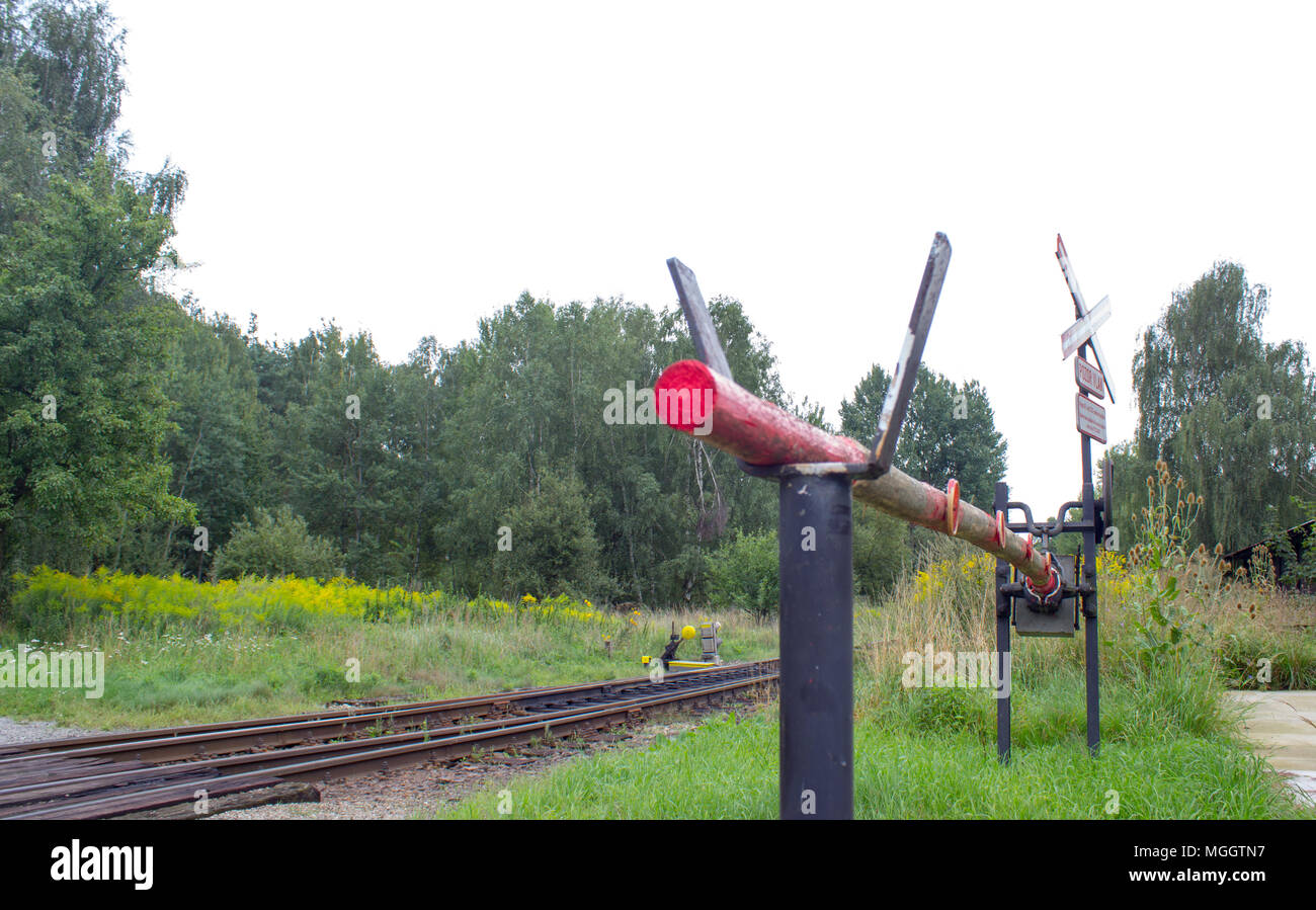 Level crossing with barrier sign hi-res stock photography and images ...