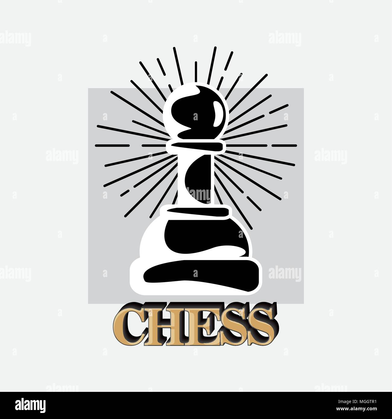 chess design with pawn piece over white background, black and white ...