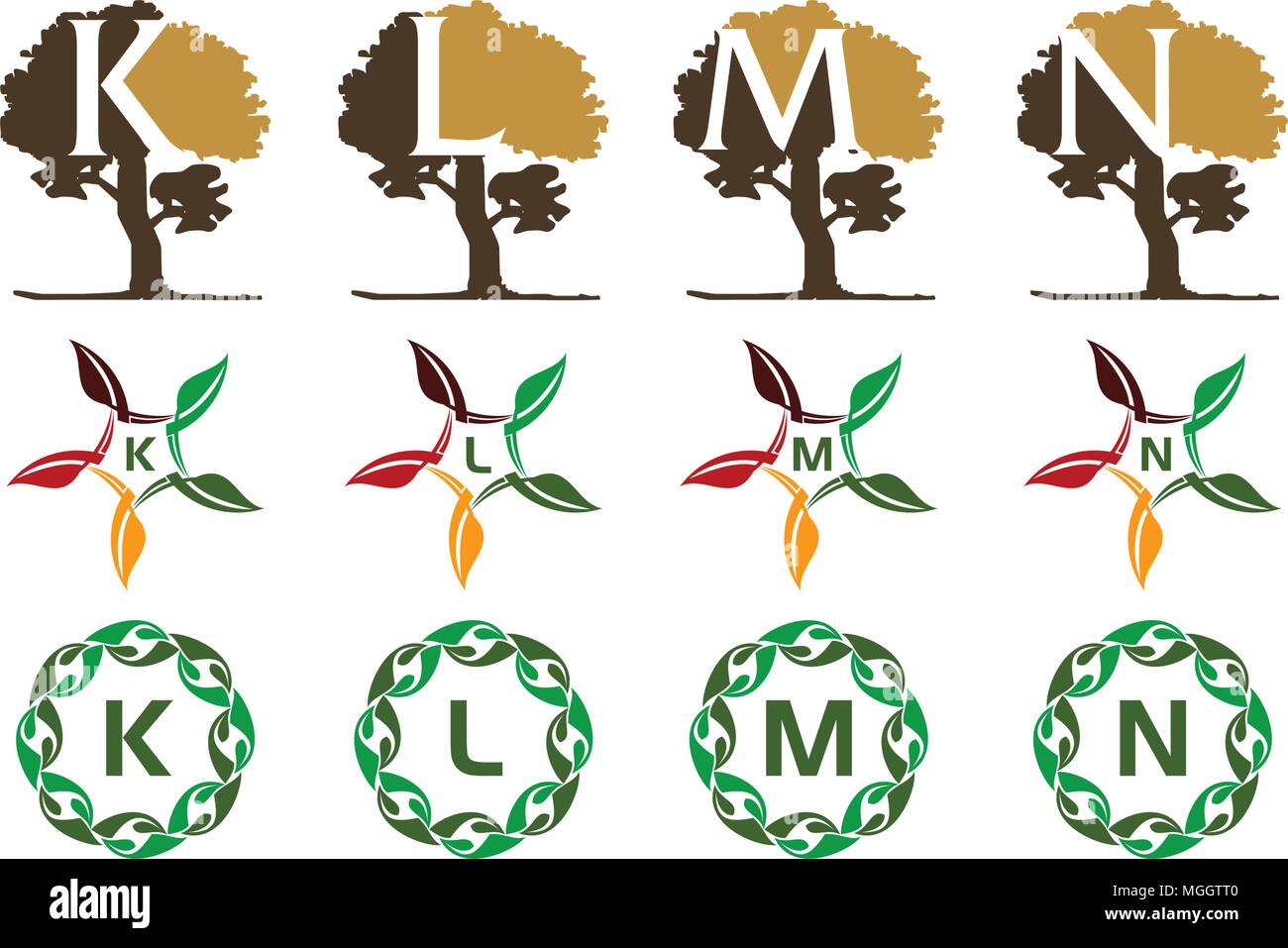 Leaf Tree Template Set Stock Vector Image & Art - Alamy