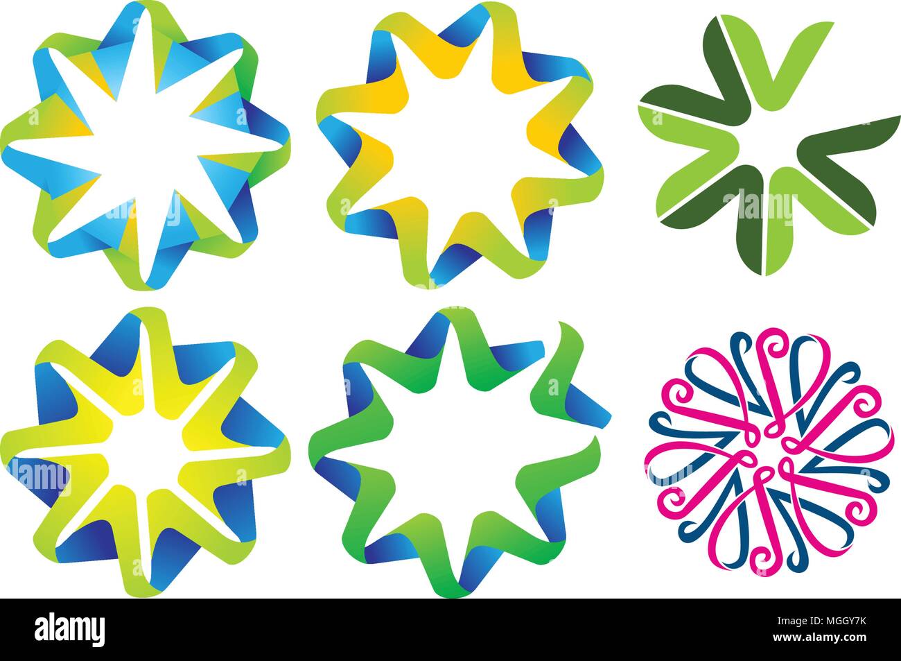 Flower Ribbon Template Set Stock Vector Image & Art - Alamy