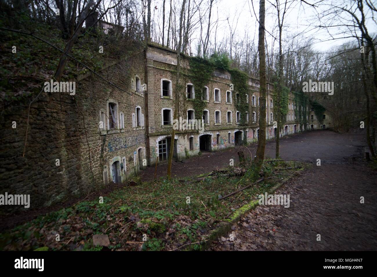 The 200 year old Fort du Haut-Buc, and abandoned defensive fort on on ...