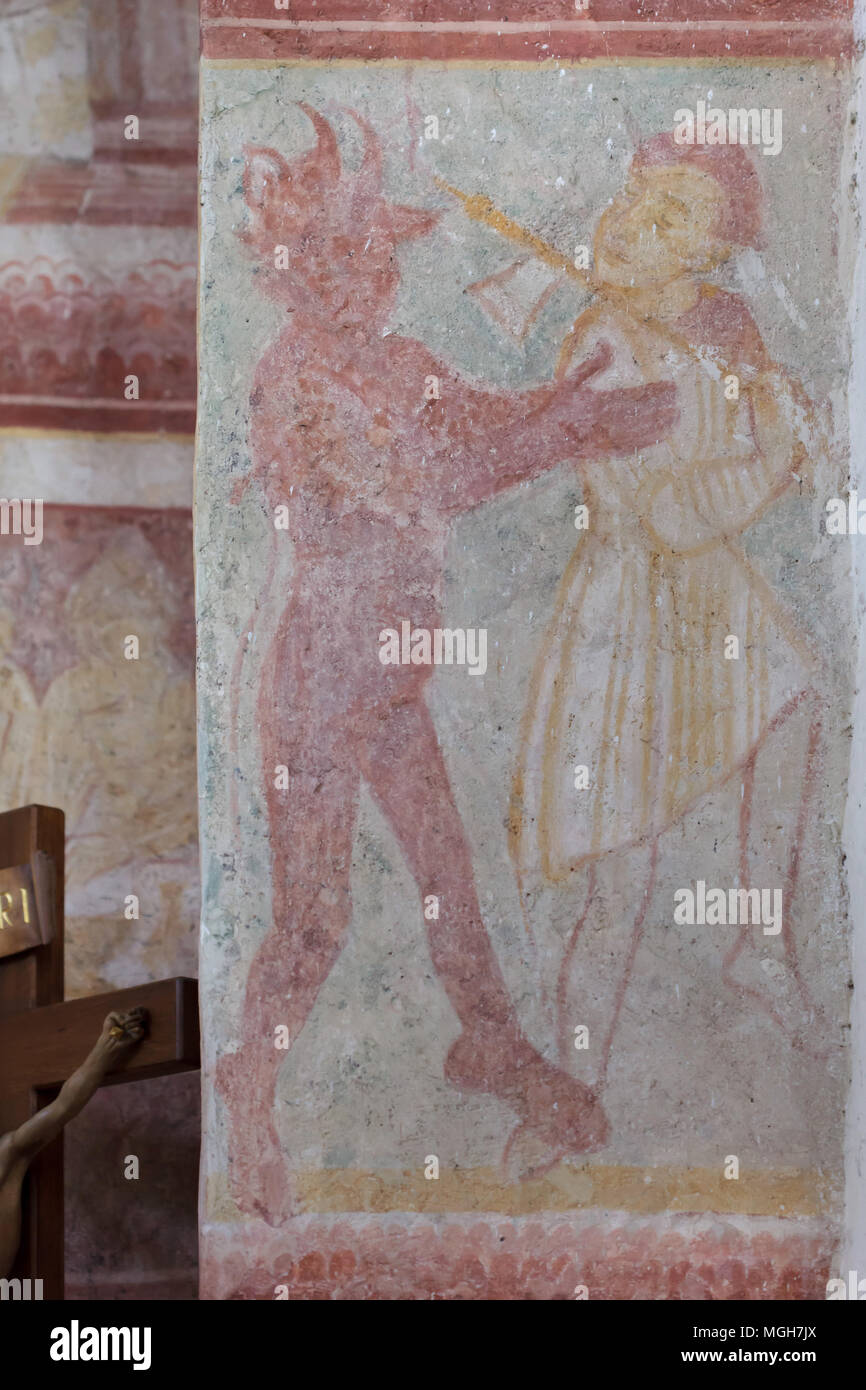 Damned walking towards Hell escorted with the Devil. Detail of the ...