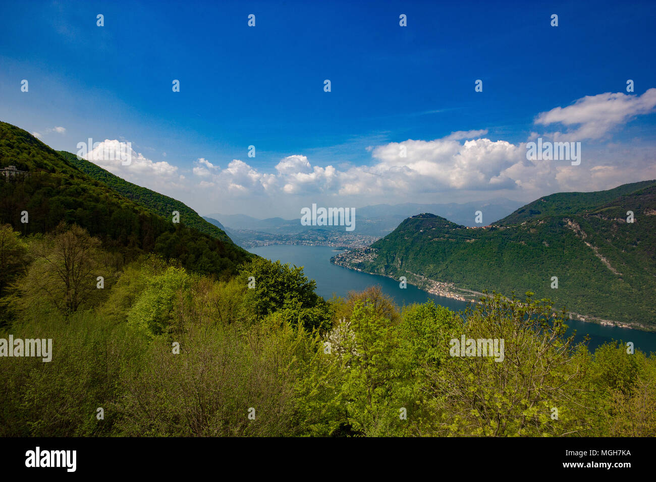 a beautiful view of Lugano and it's lake from the Belvedere, Lanzo d ...