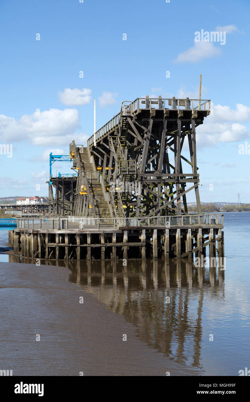 Dunston Staiths on the River Tyne at Gateshead, England. The staiths ...
