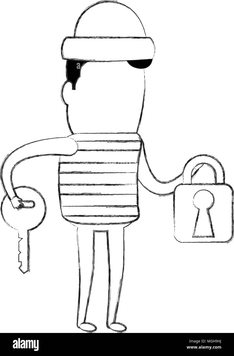 thief bad with padlock and key avatar character Stock Vector Image ...