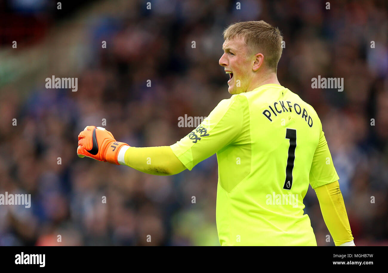 Everton goalkeeper Jordan Pickford during the Premier League match at ...