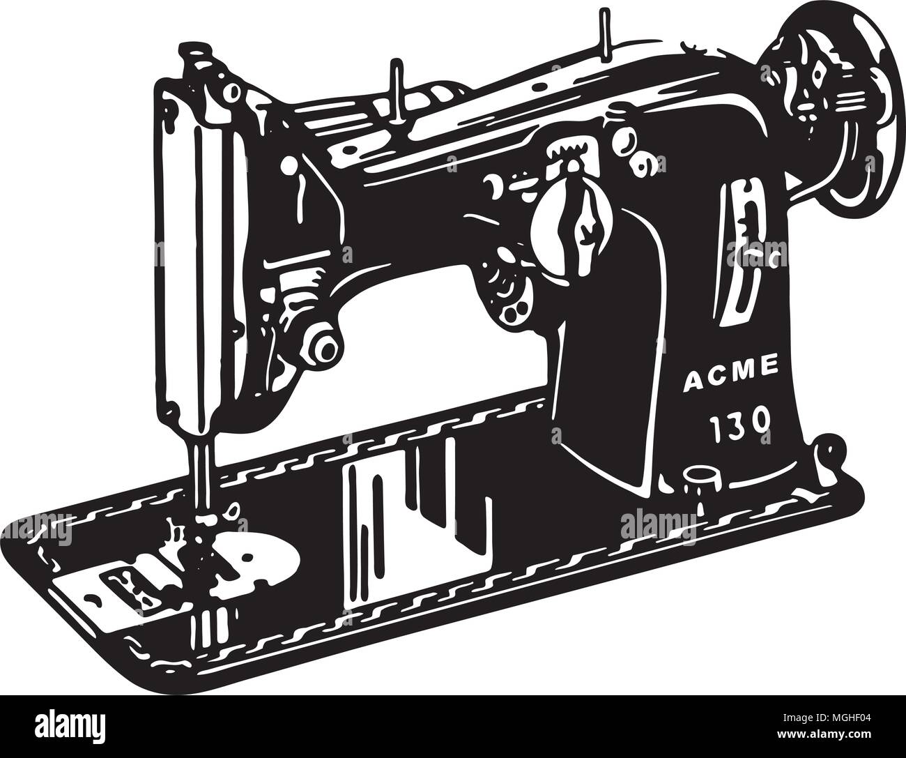 Sewing Machine - Retro Ad Art Illustration Stock Vector Image & Art - Alamy