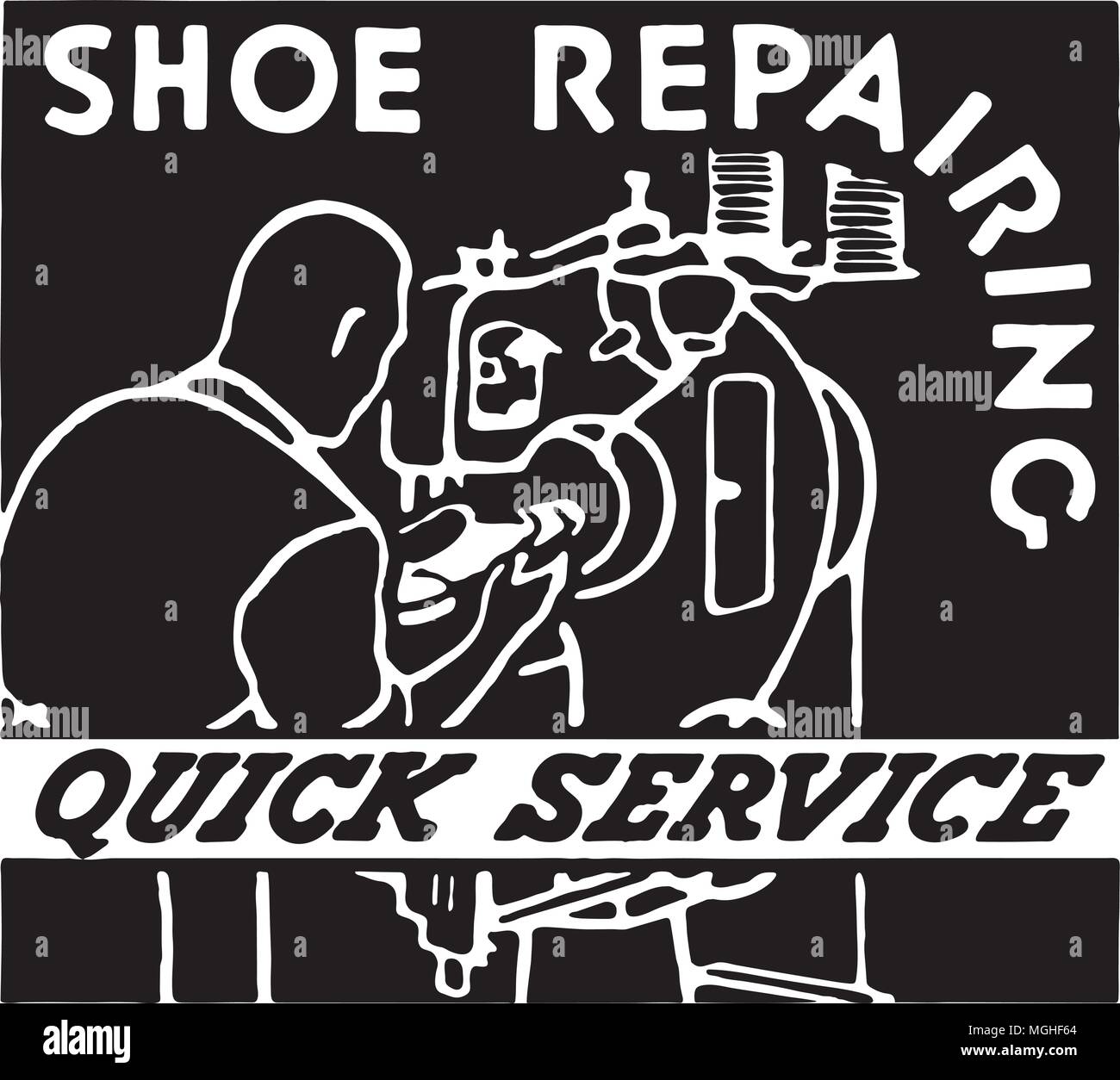 Shoe Repairing 2 - Retro Ad Art Banner Stock Vector Image & Art - Alamy