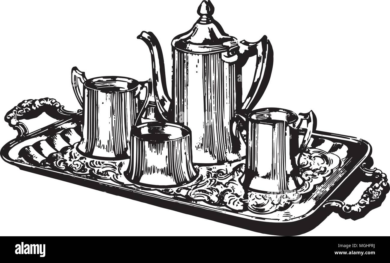 Silver tea service Stock Vector Images - Alamy