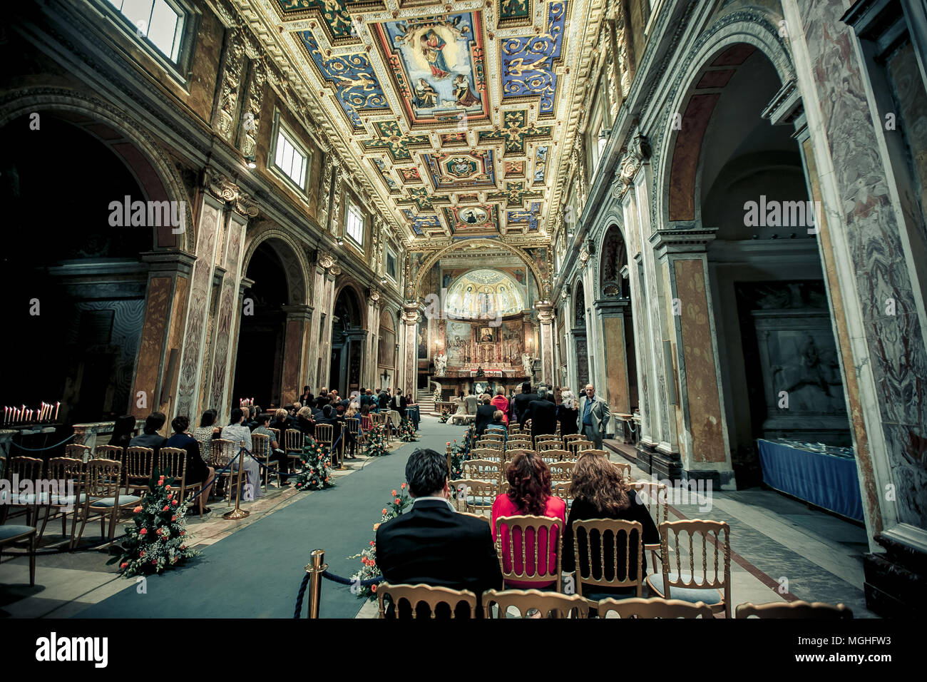 Church cathedral in Rome, Italy. Building architecture, atholic ...