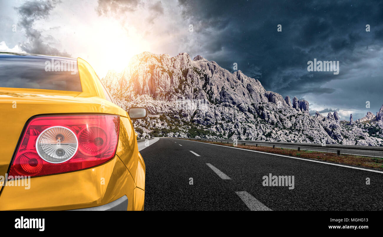 Car rushing along a high-speed highway Stock Photo - Alamy
