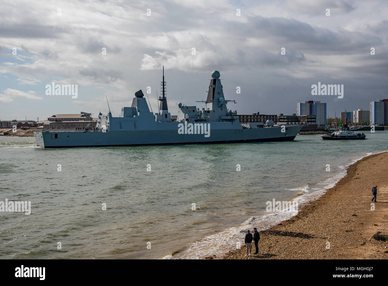 The British Royal Navy Type 45 Destroyer HMS Diamond (D34) entering the ...