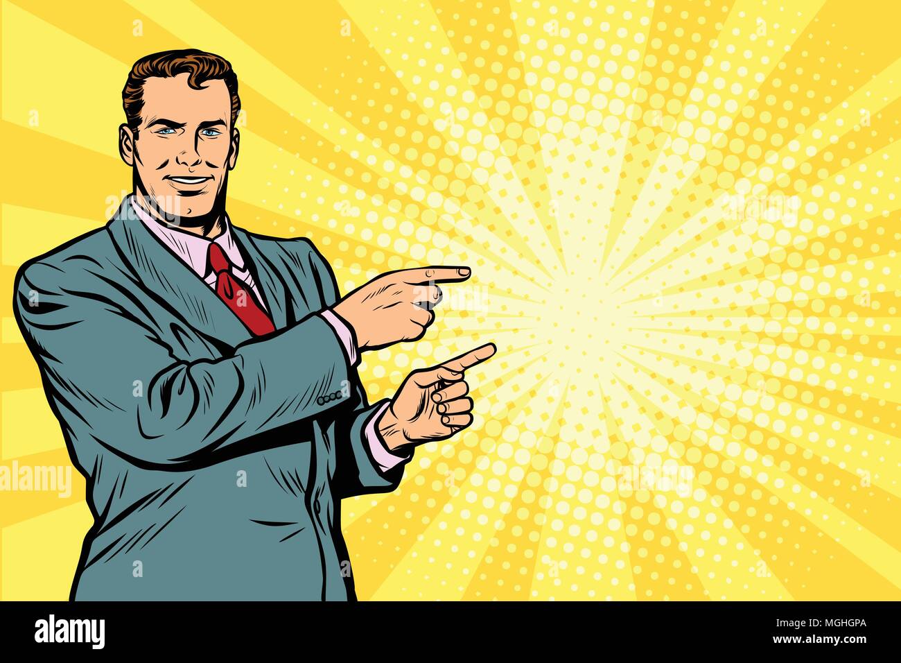 Happy guy pointing finger Stock Vector Images - Alamy