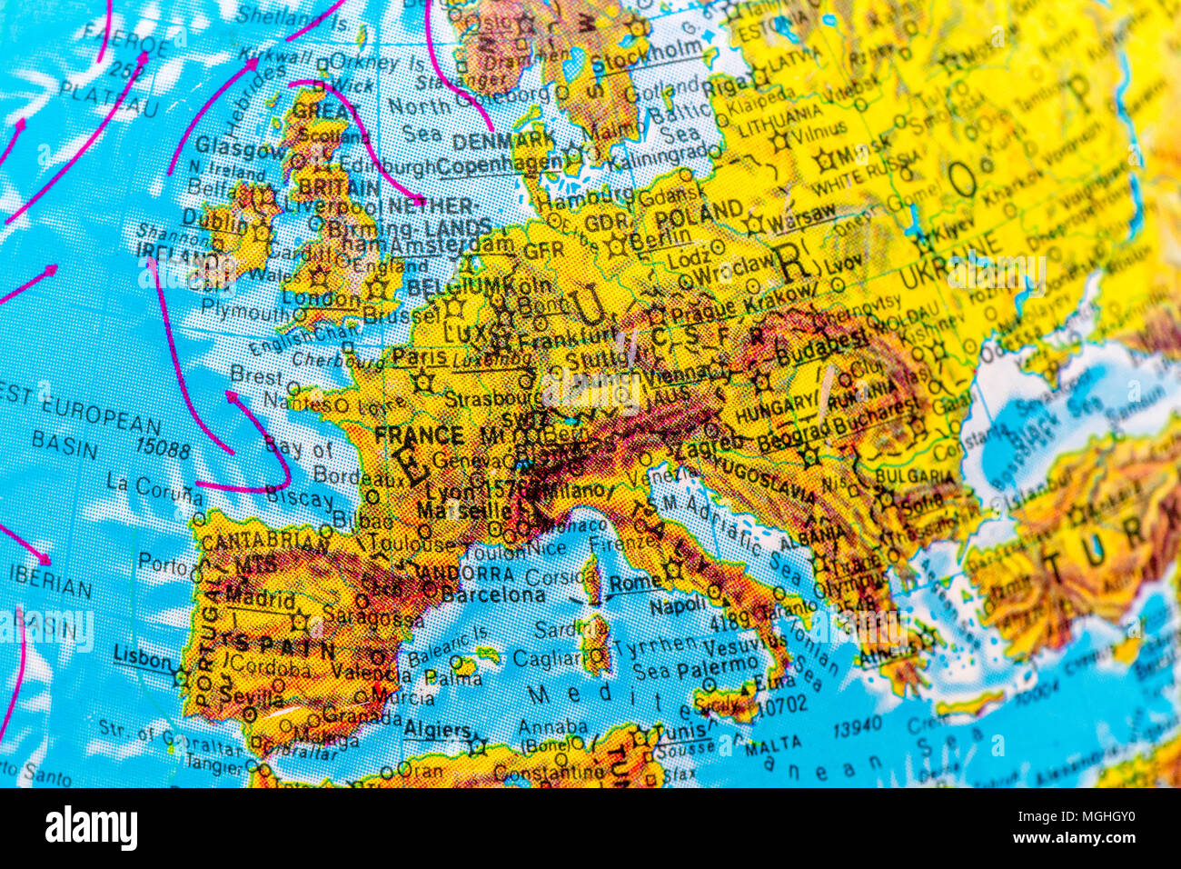 Countries of the world on a globe atlas Stock Photo - Alamy
