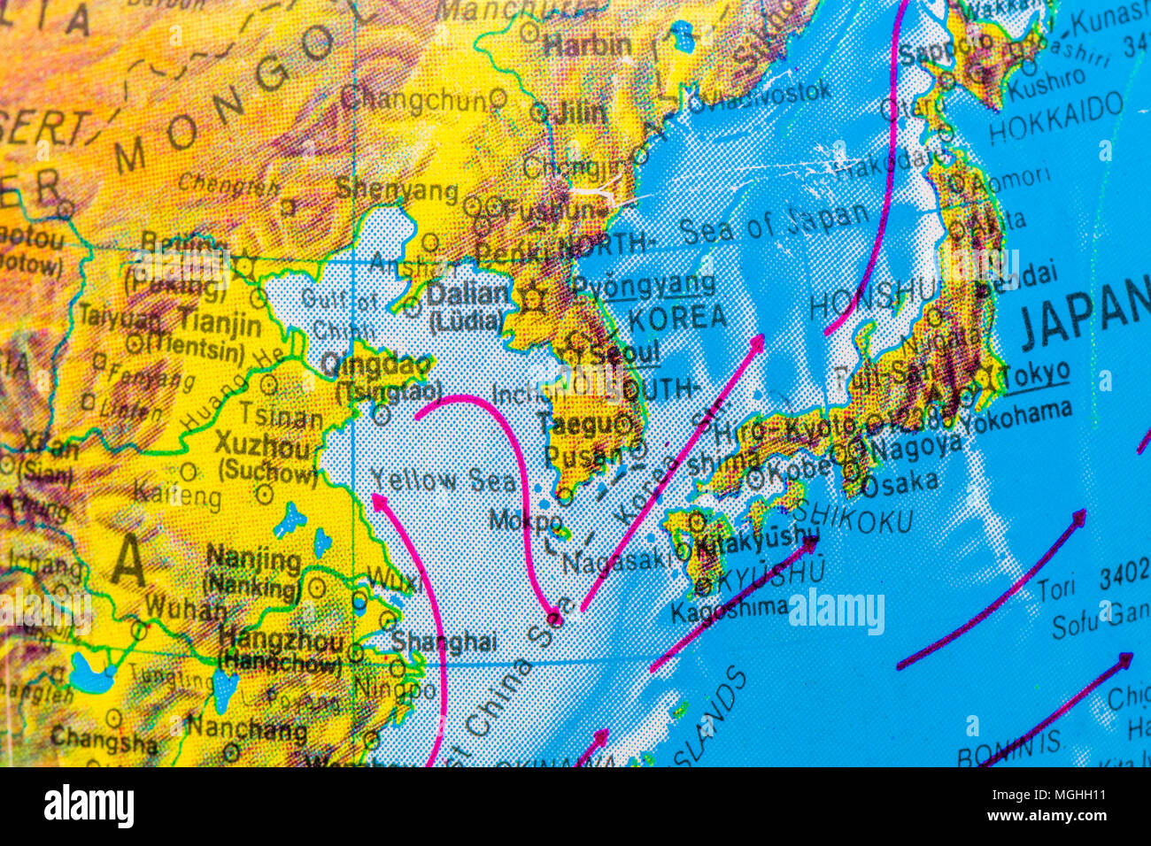 Countries of the world on a globe atlas Stock Photo - Alamy