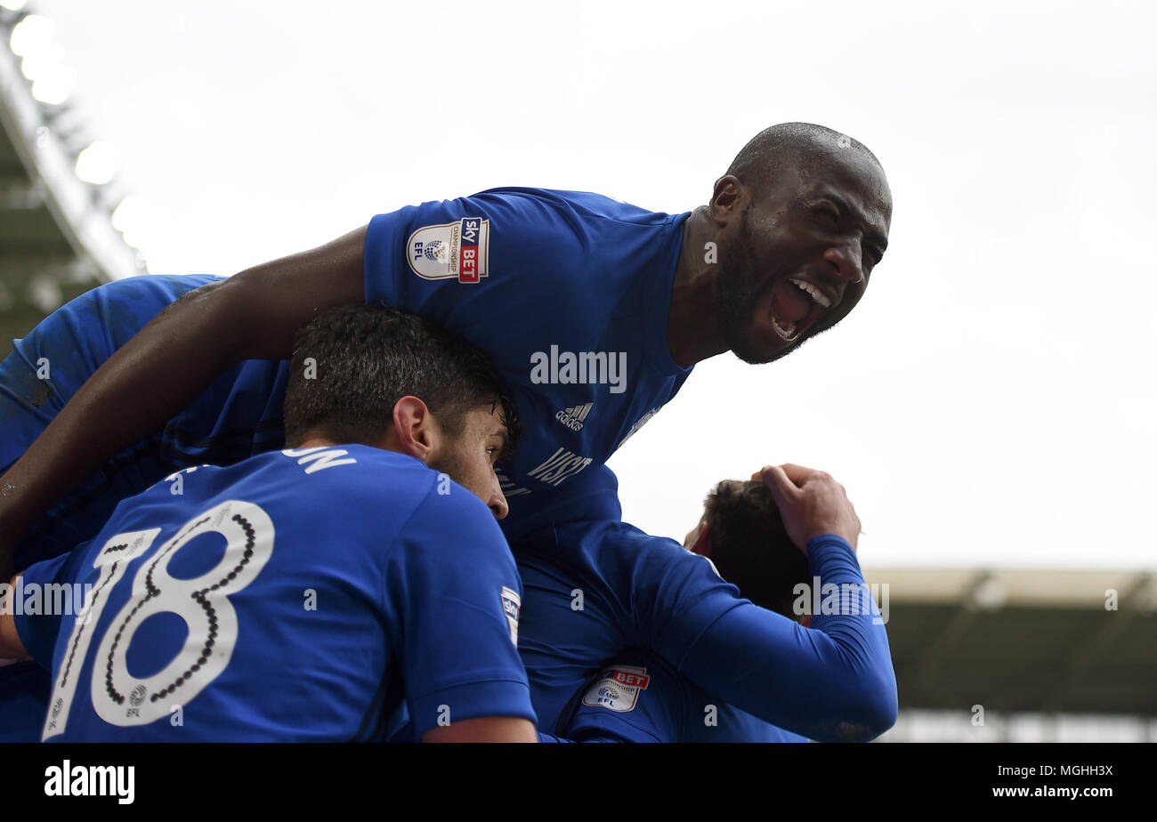 Cardiff City's Sol Bamba celebrates his side's second goal during the ...