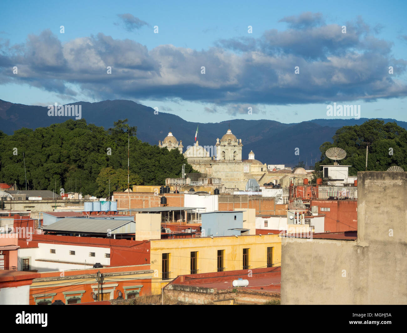 Oaxaca, Mexico, South America: City views from a roof, panorama ...