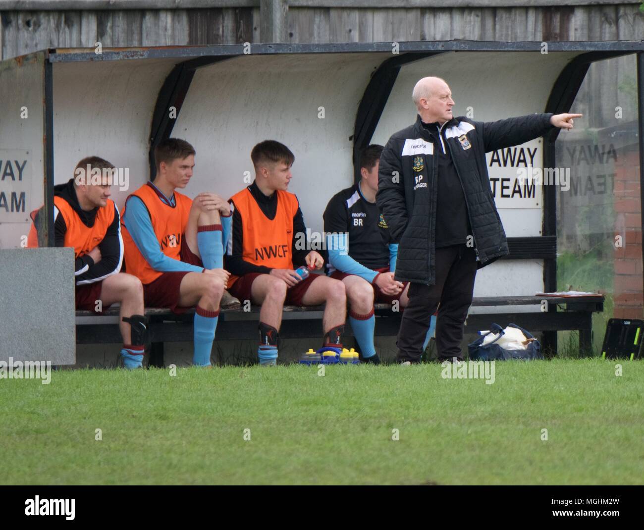 The Bacup Borough dug-out at the away match against New Mills F C Stock ...
