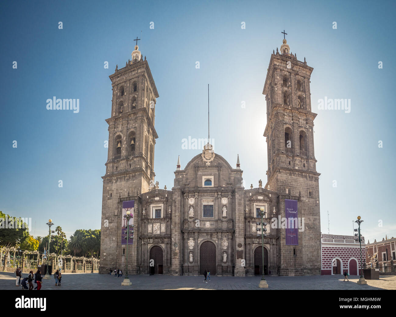 Puebla, Mexico, South America: [Town of Puebla, street and church ...