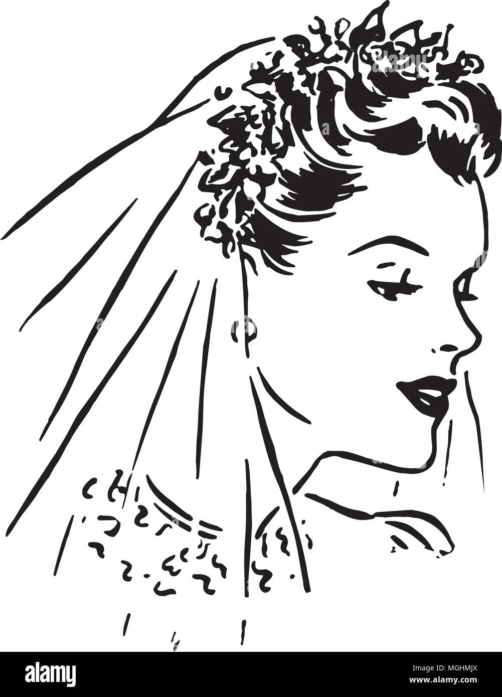 Spring Bride - Retro Clipart Illustration Stock Vector Image & Art - Alamy