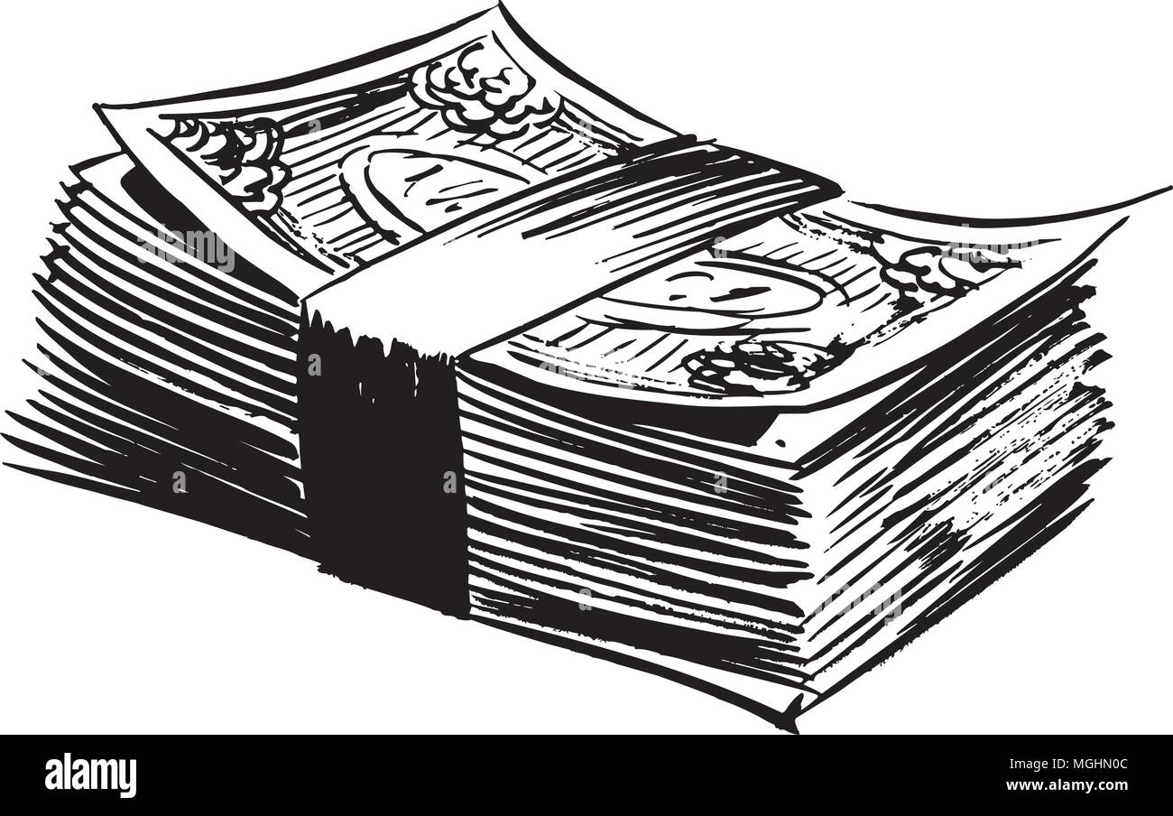 Stack Of Bills - Retro Clipart Illustration Stock Vector Image & Art ...