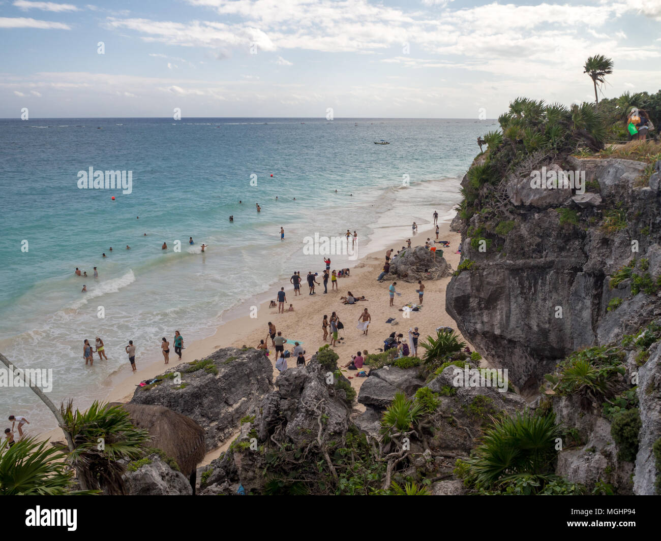 Tulum, Mexico, South America: [Tulum Beach, ruins of ancient Mayan city ...