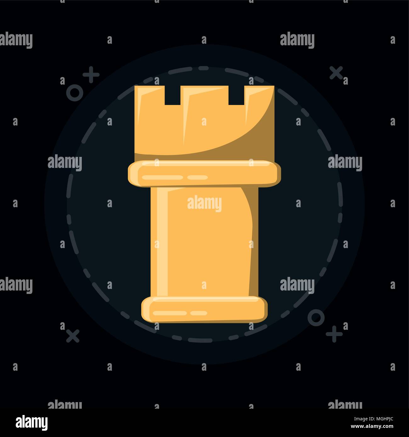 chess game design with rook piece icon over black background, colorful ...