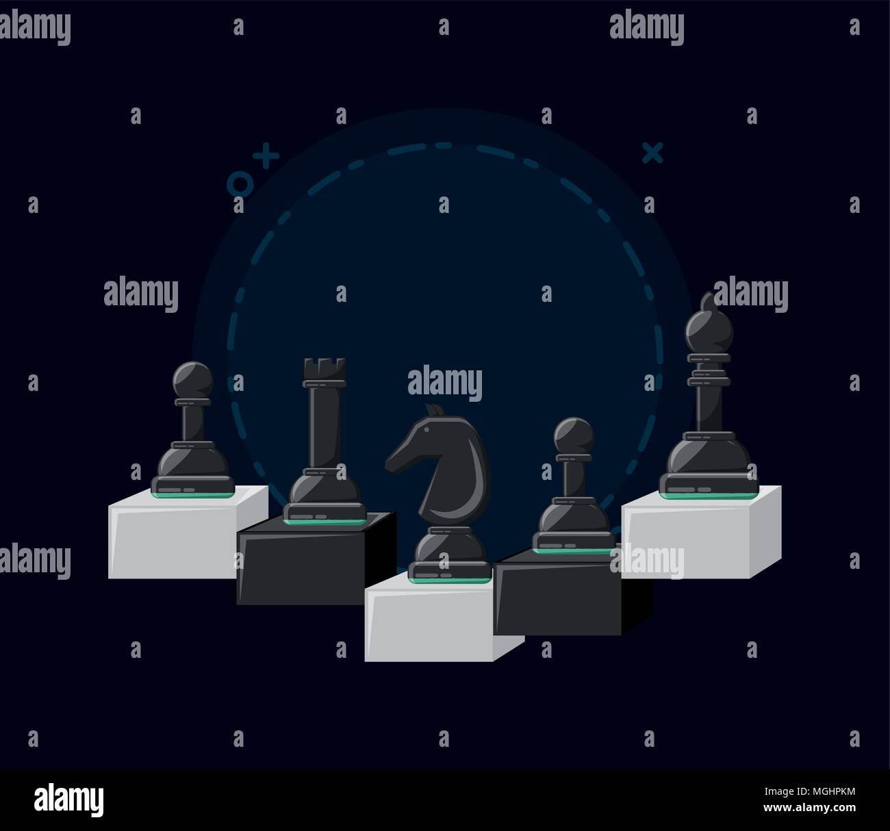 chess game design with pieces over black background, vector ...