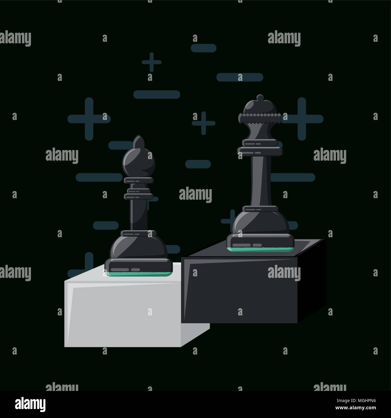 chess game design with pieces over black background, vector ...