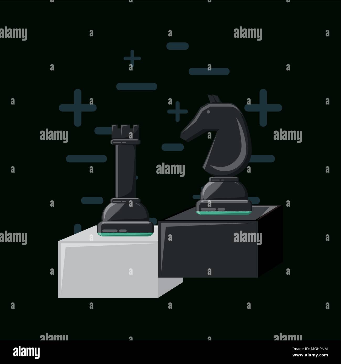 chess game design with pieces over black background, vector ...