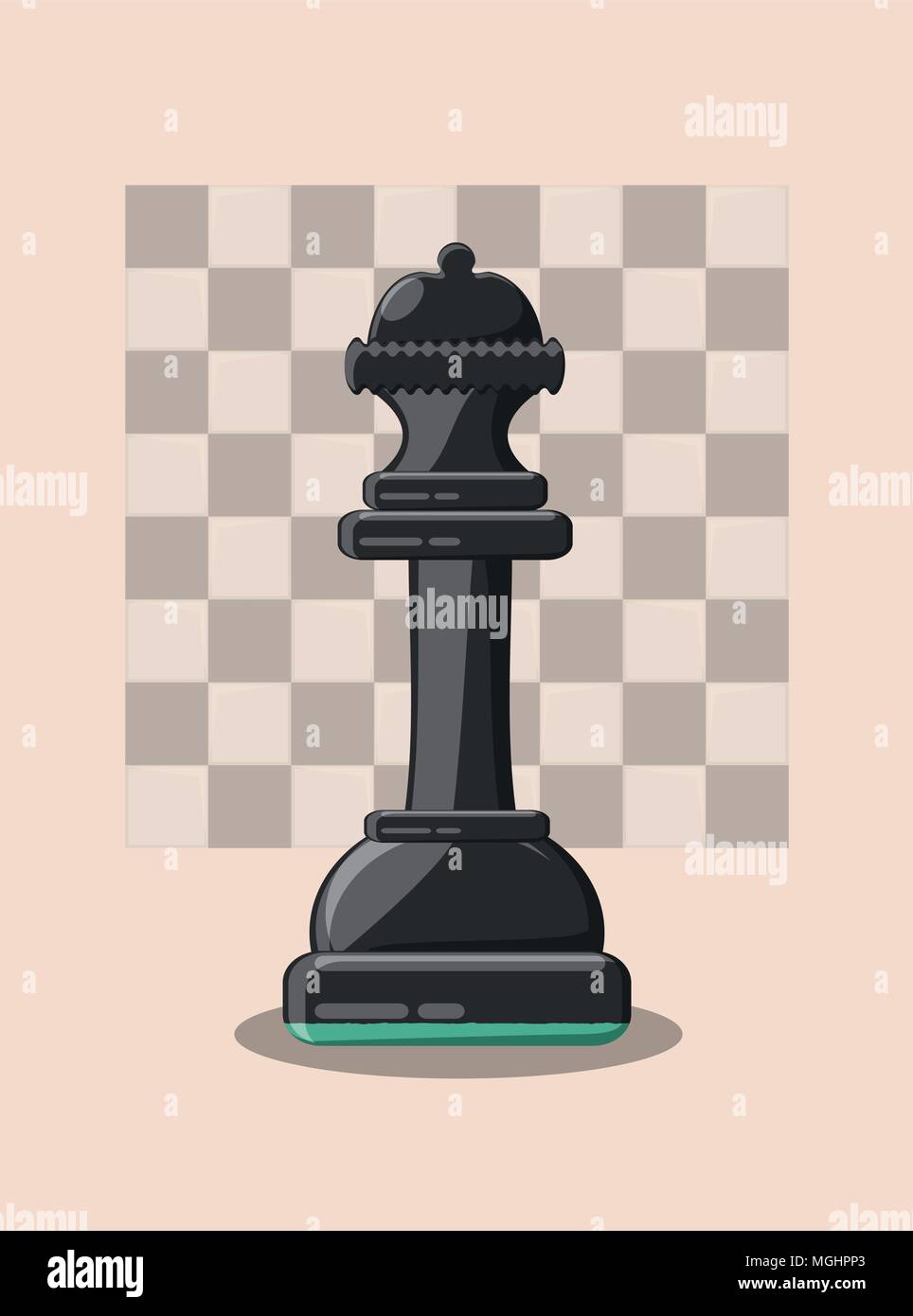 queen piece icon over chess board and pink background, colorful design ...
