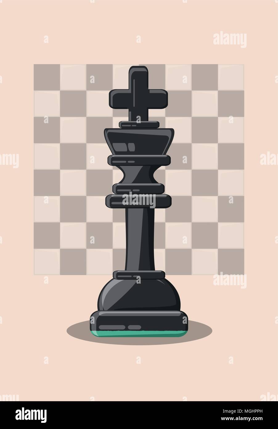 King piece icon over chess board and pink background, colorful design ...