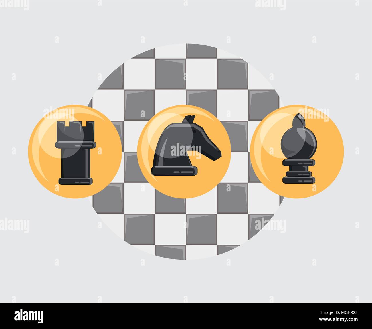 chess game design with pieces over yellow circles and white background ...