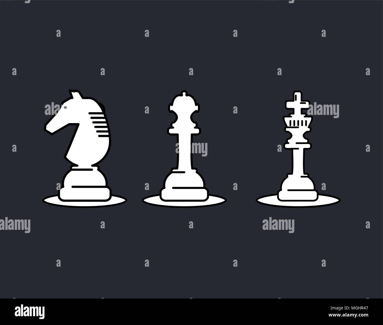 chess game design with pieces over black background, vector ...