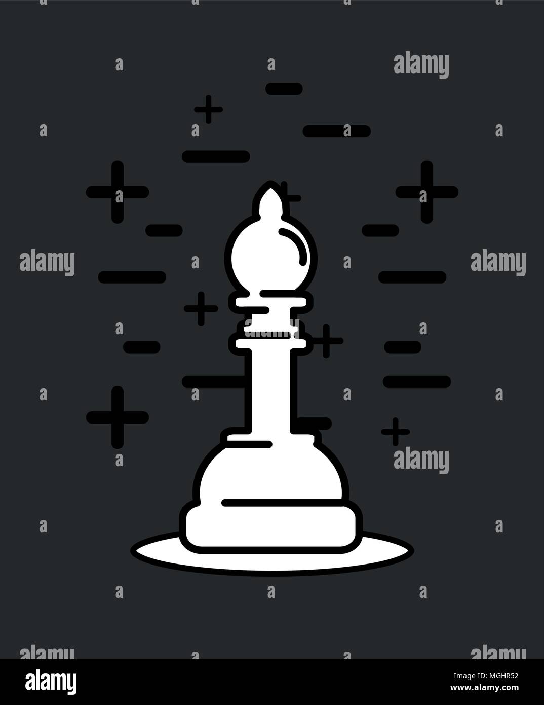chess game design with piece icon over black background. vector ...