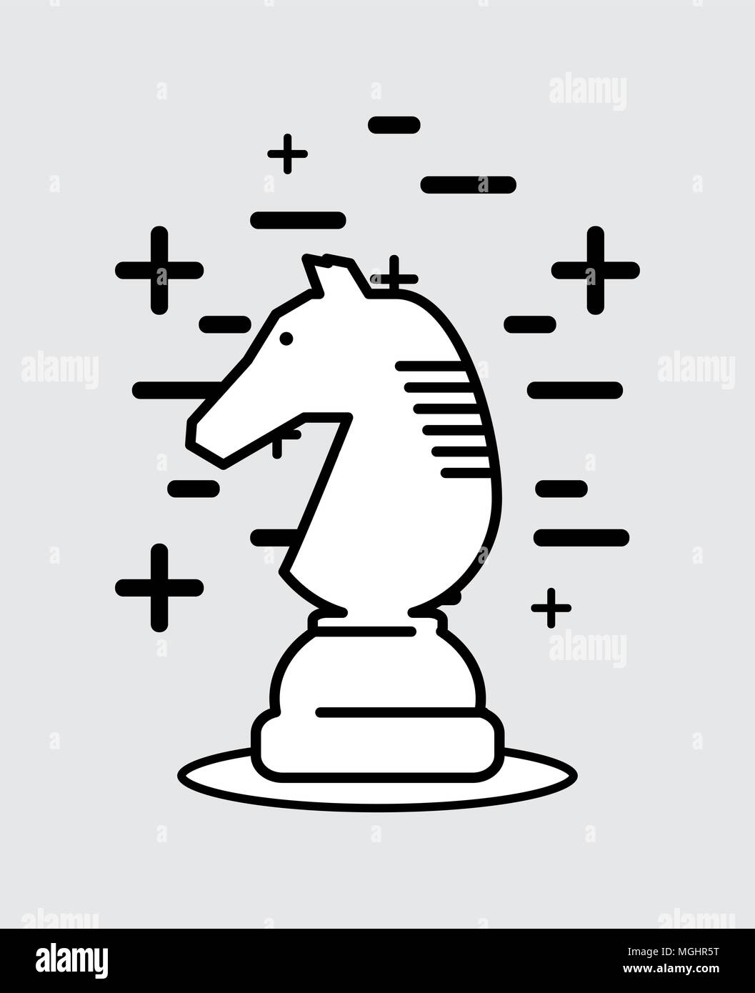 chess game design with knight piece icon over gray background, line ...