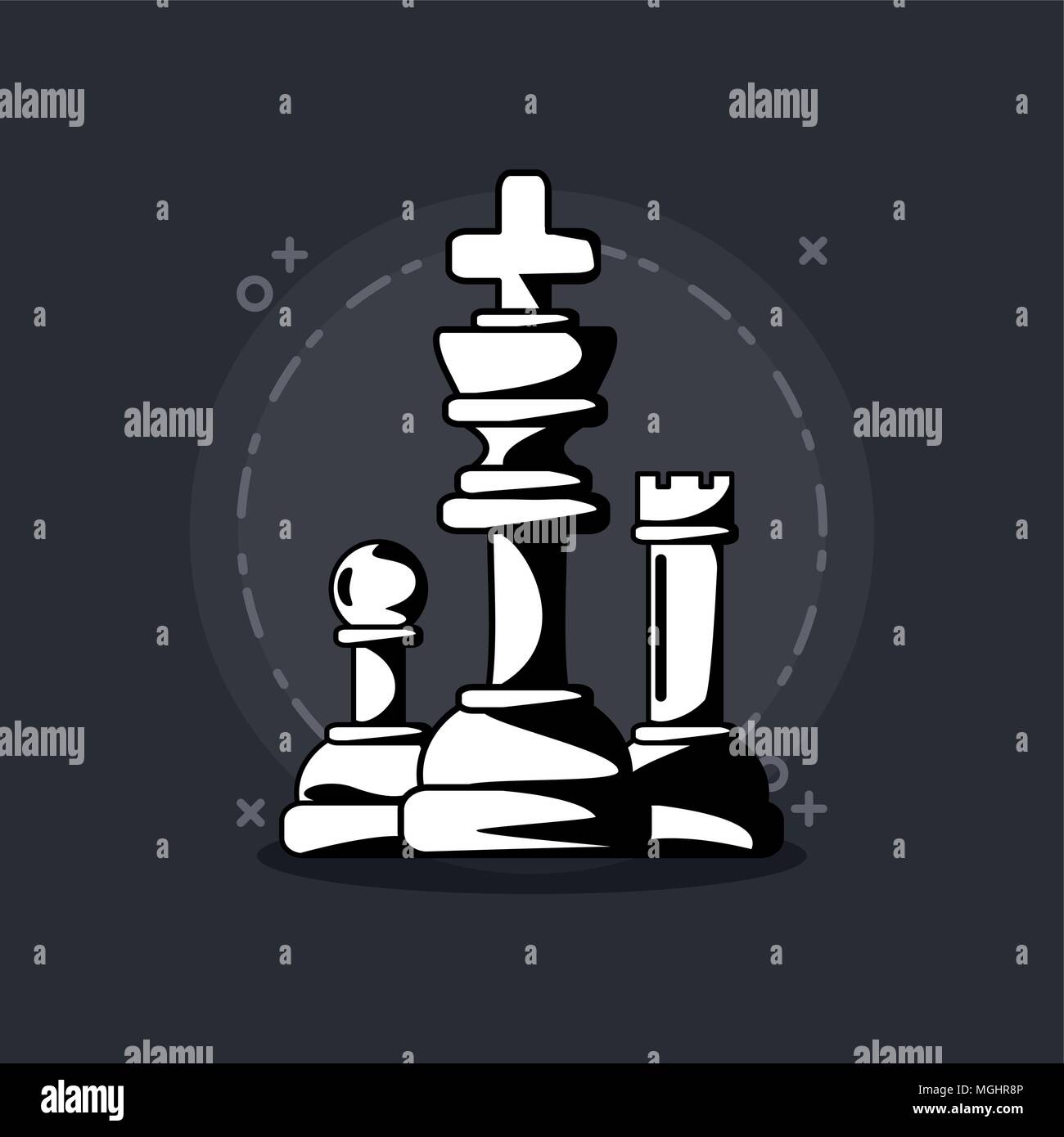chess game design with pieces over black background, vector ...