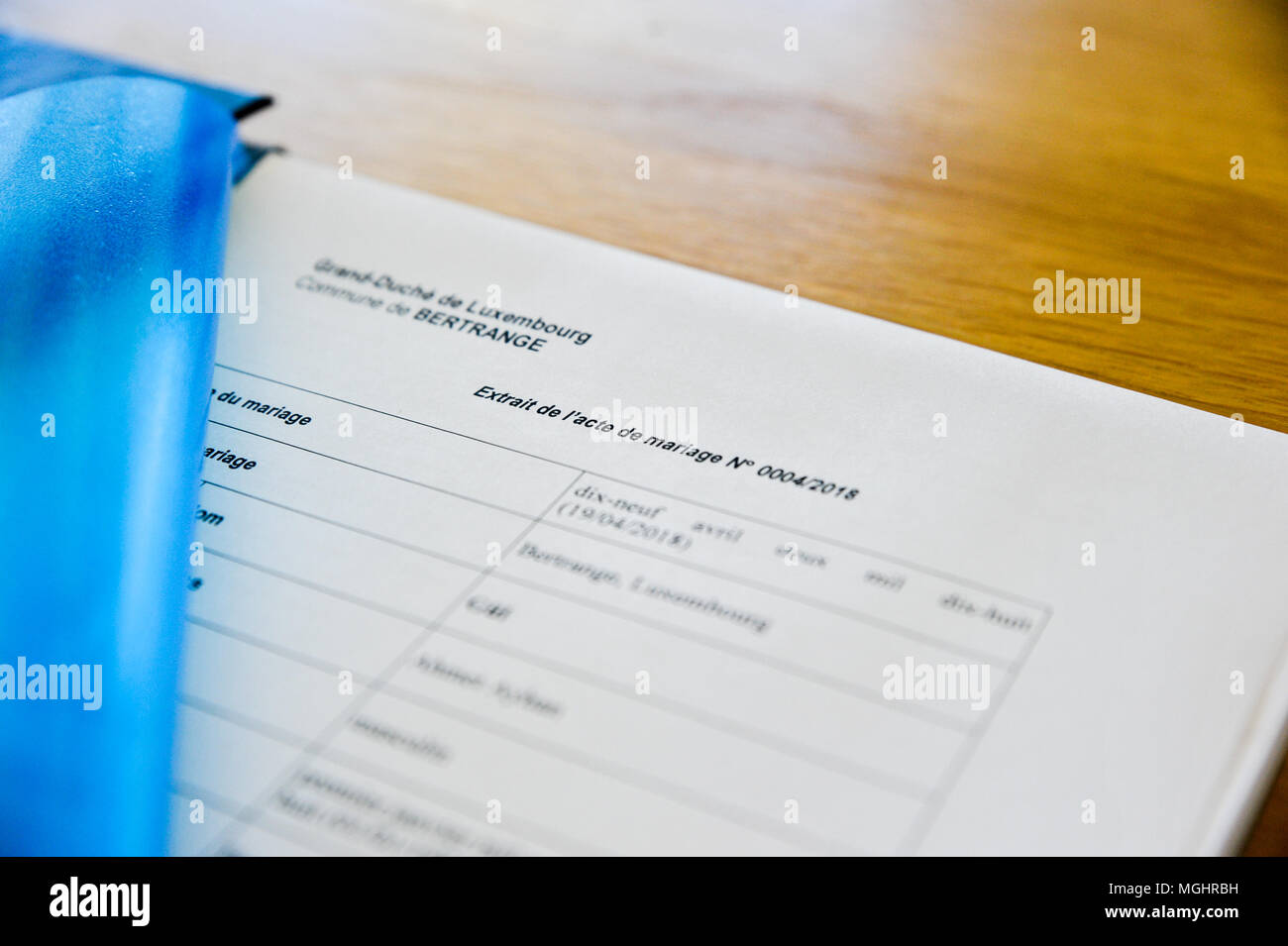 Close up wedding register document Stock Photo - Alamy