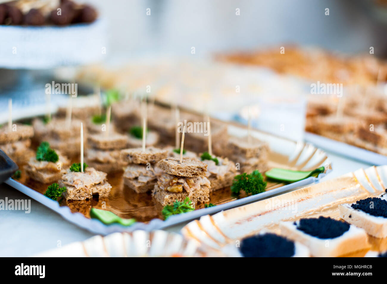 Delicious appetizer on open buffet Stock Photo - Alamy