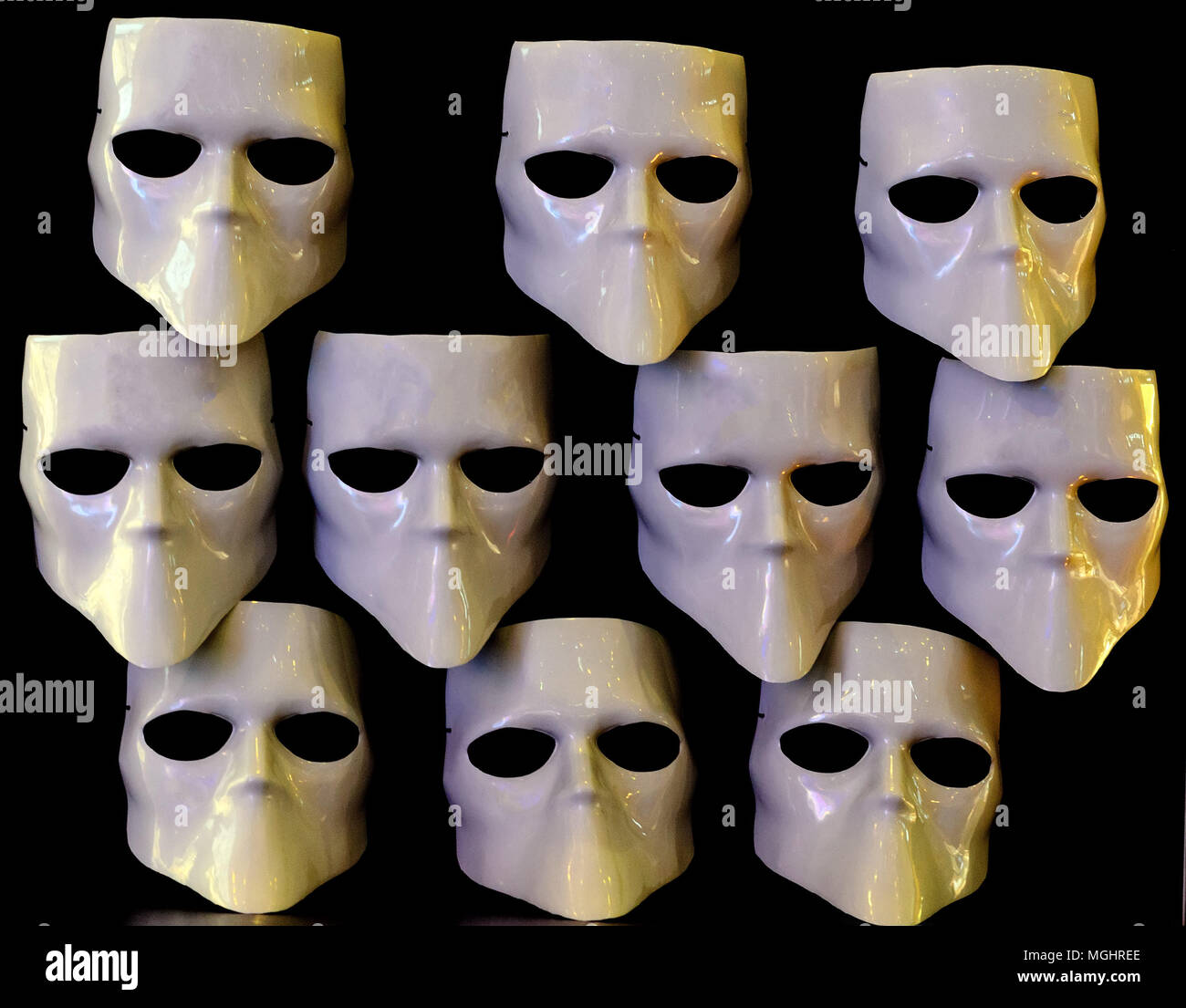 Masks for the faceless on black background.Ten masks Stock Photo - Alamy