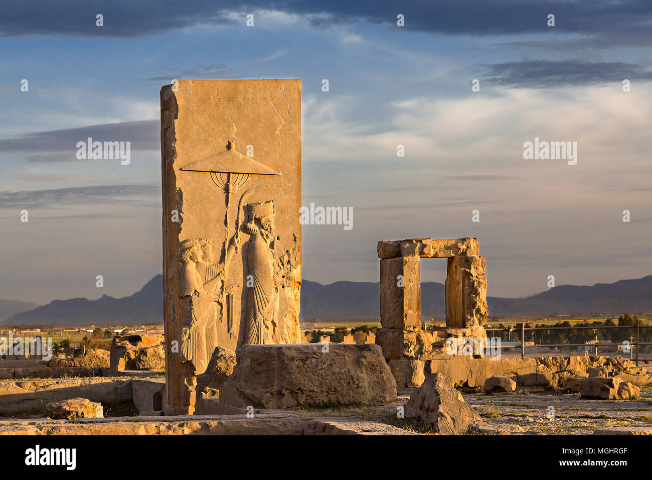 Persian site of Persepolis in Iran, at the sunset Stock Photo - Alamy