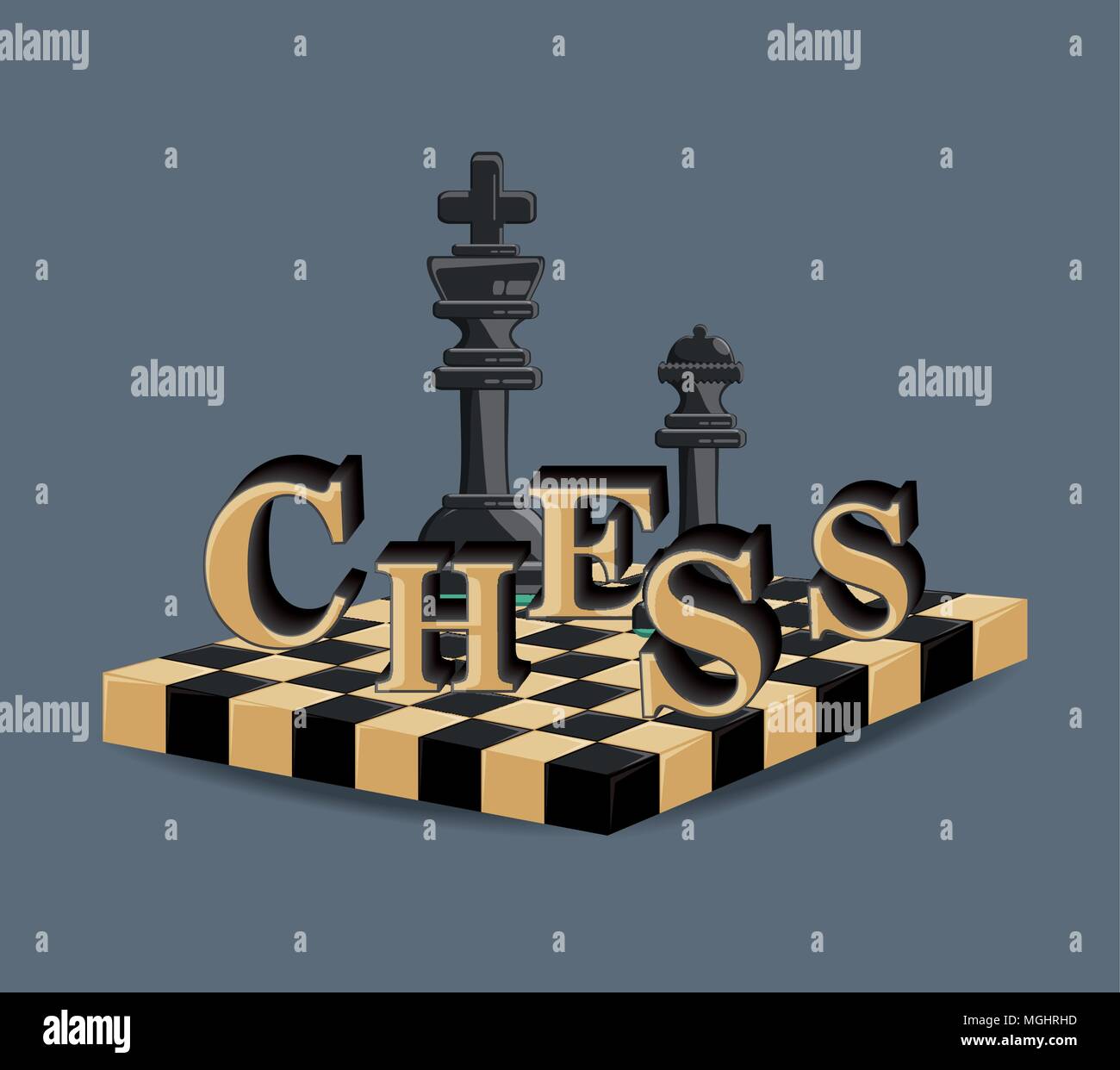 chess game design with chessboard and pieces over blue background ...