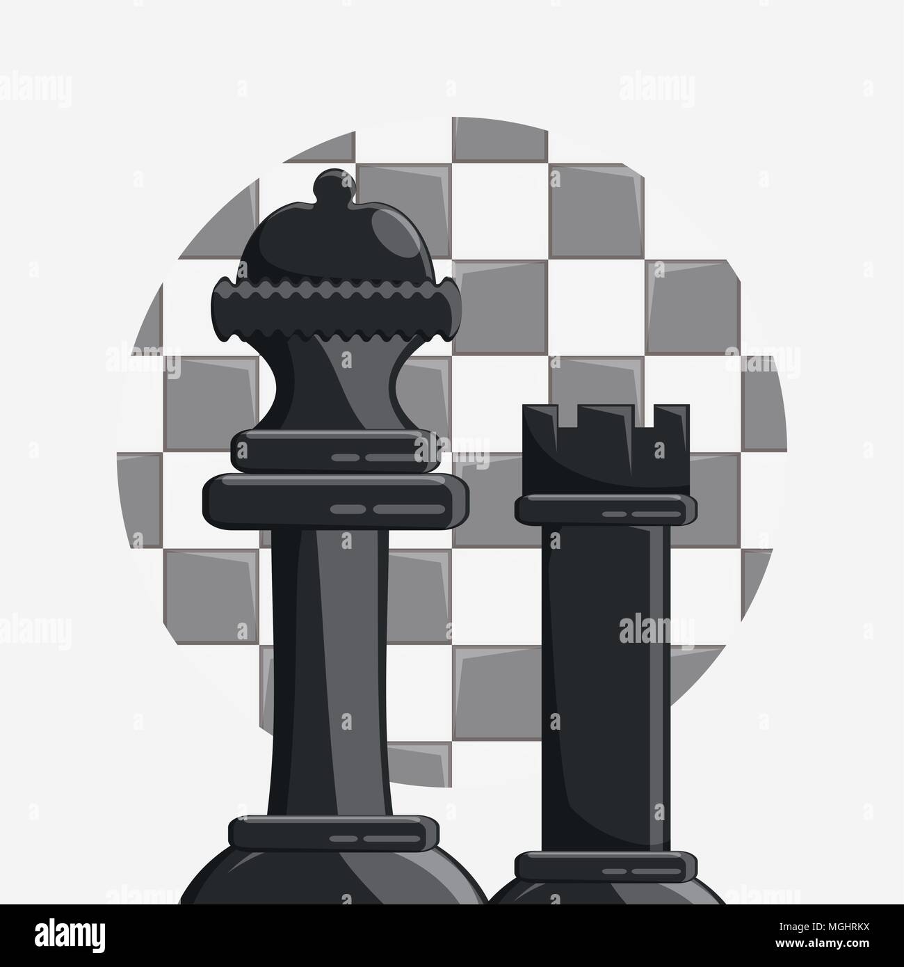 chess game design with queen and rook pieces over white background ...