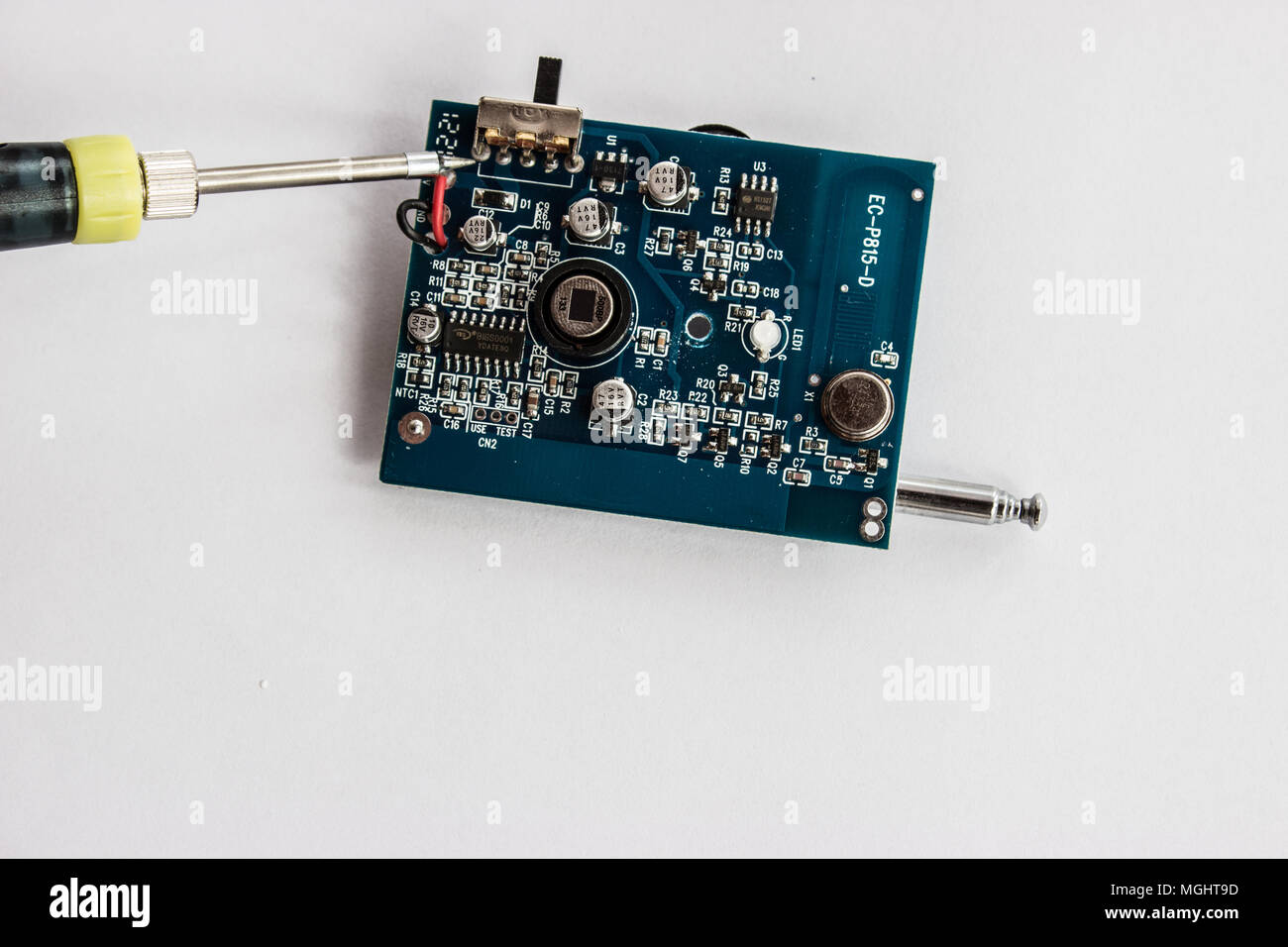Soldering of tin of electronic componentzs on printed circuit board ...