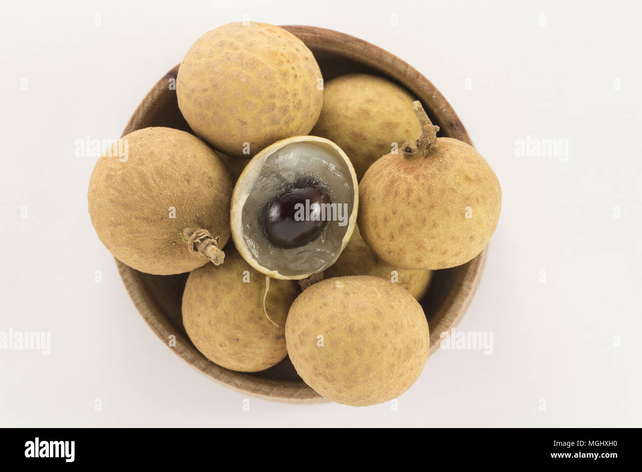 Longan in ceramic pial isolated on white background - (exotic fruit ...
