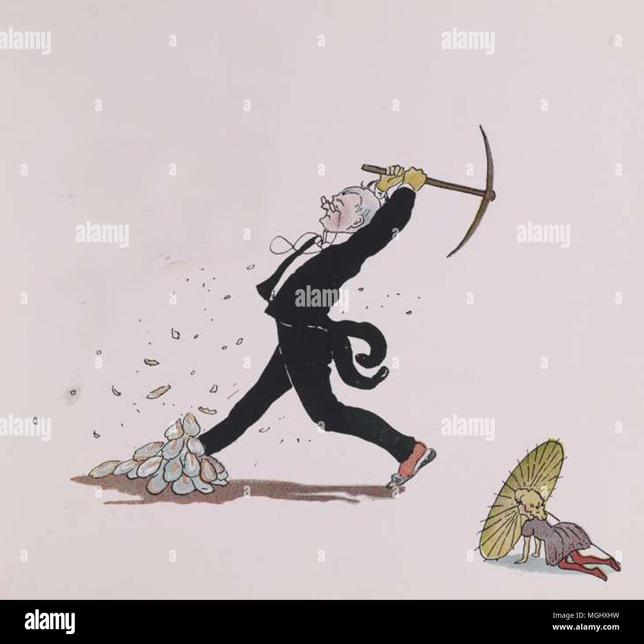 cartoon of a man with a pickaxe Stock Photo - Alamy