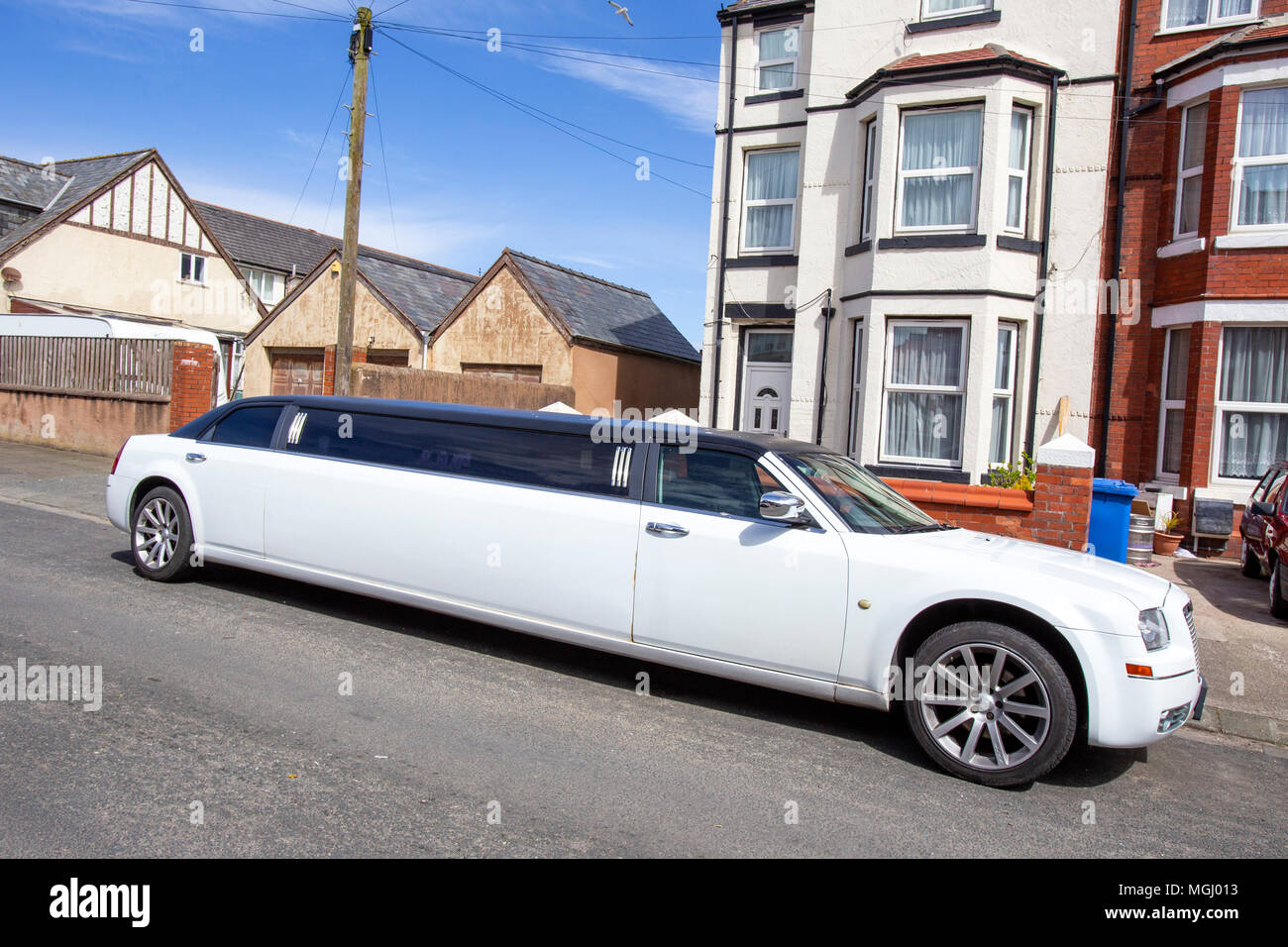 White streched limousine in Rhyl Denbighshire Wales UK Stock Photo - Alamy