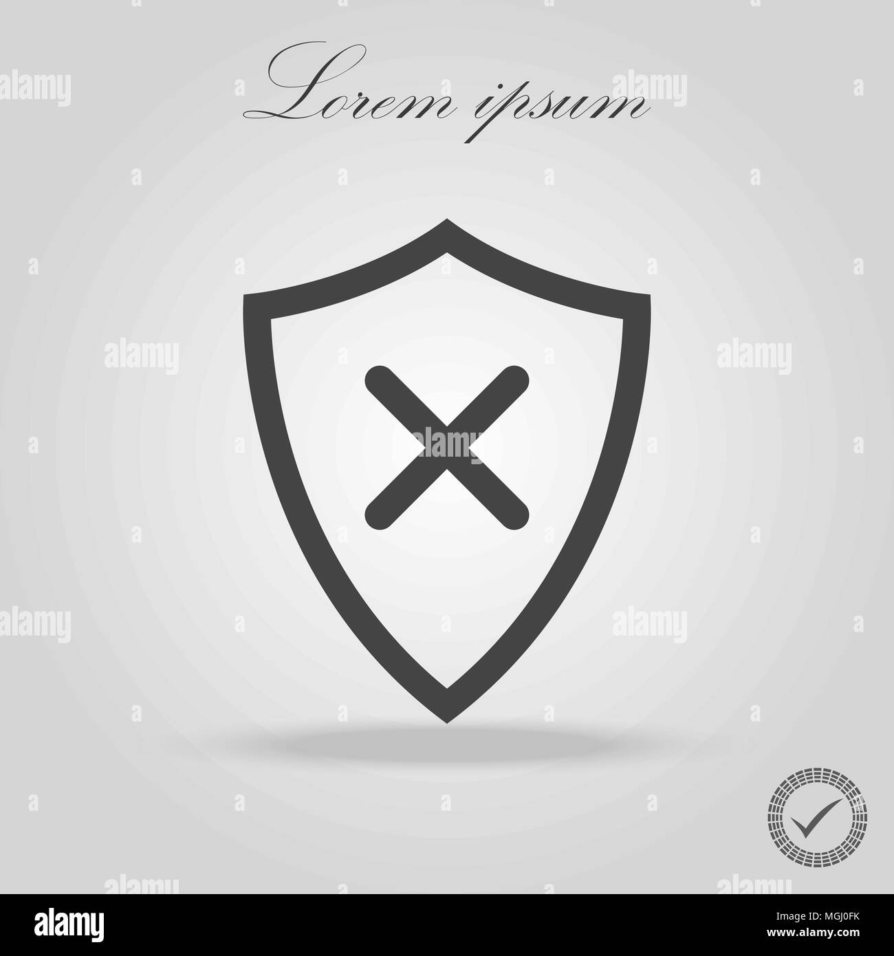 Shield with x sign. Flat style for graphic and web design, Modern ...