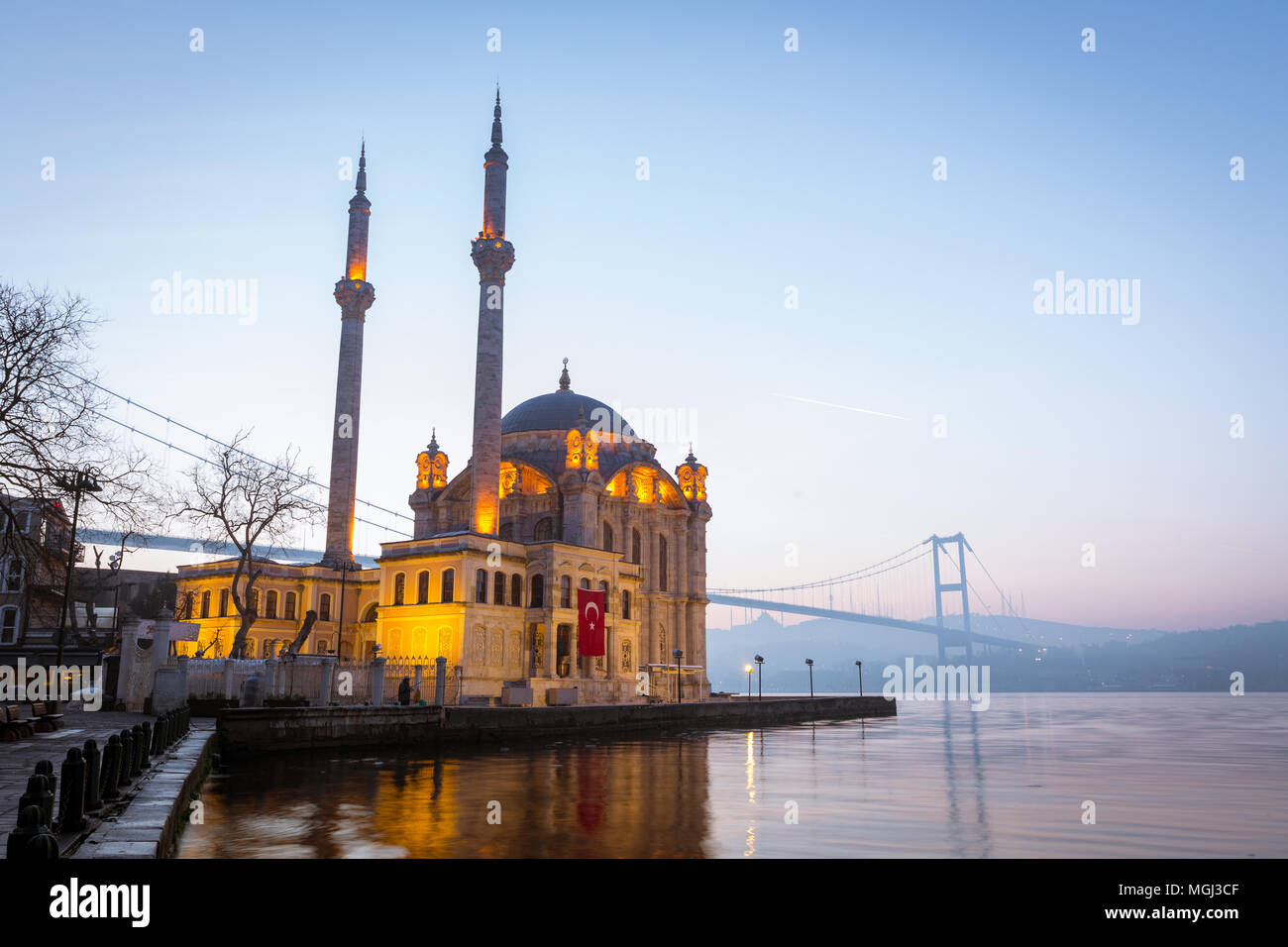 Buyuk Mecidiye Mosque in Ortakoy District, Istanbul City, Turkey Stock ...
